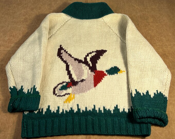 Vintage 60’s Cowichan Duck Mallard Animal Talon Zipper Hand Knit Wool ...