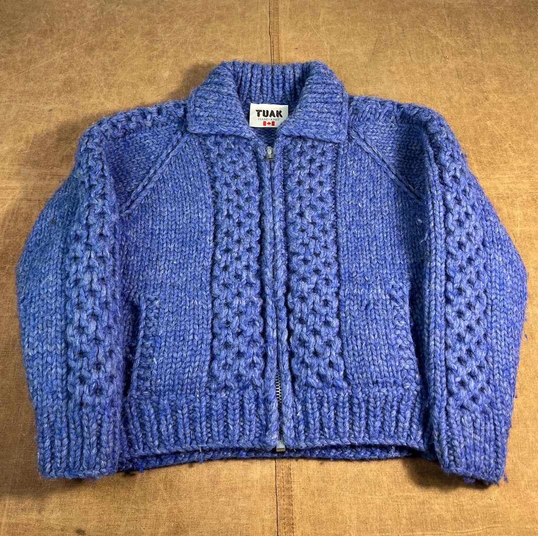 Vintage 70’s 80’s Tuak Two Pocket Chunky Cable Hand Knit Virgin Wool ...