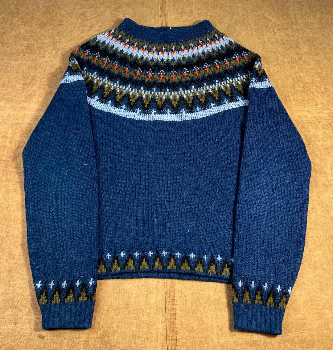 Vintage 70's Robert Bruce TNT Geometric Pattern Nordic Mohair Blue Knit ...