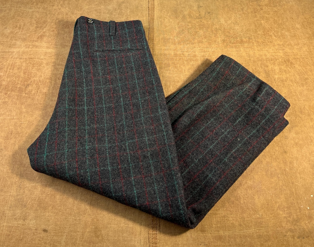 Vintage 60’s Malone Regular Fit Plaid Pattern Pleated Style Talon ...