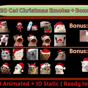 20 Christmas Cat Emotes Animated & Static | Twitch Emotes | Discord ...