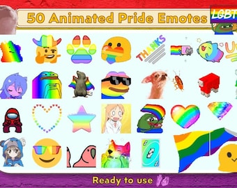 50 Animated Pride Emotes Pack for Twitch and Discord #1 | Twitch Emotes ...