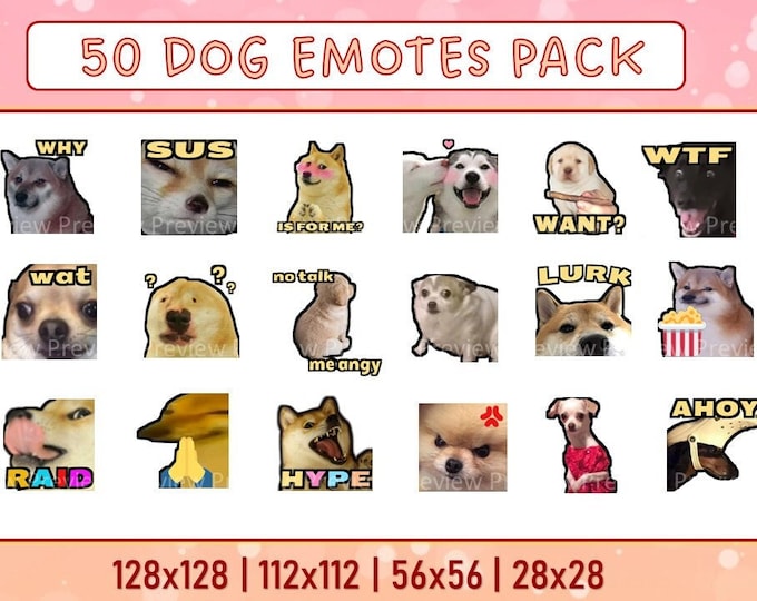 50 Funny Dog Emotes Pack for Twitch and Discord | Twitch Meme Emotes ...