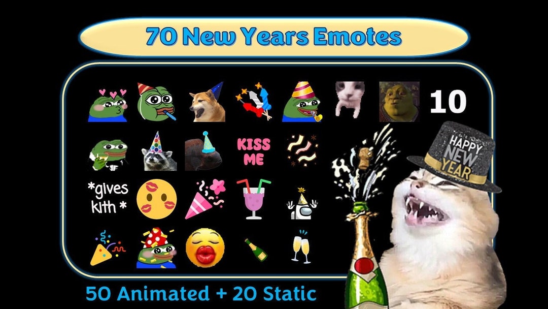70 New Year Emotes Animated & Static | Twitch Emotes | Discord Emotes ...