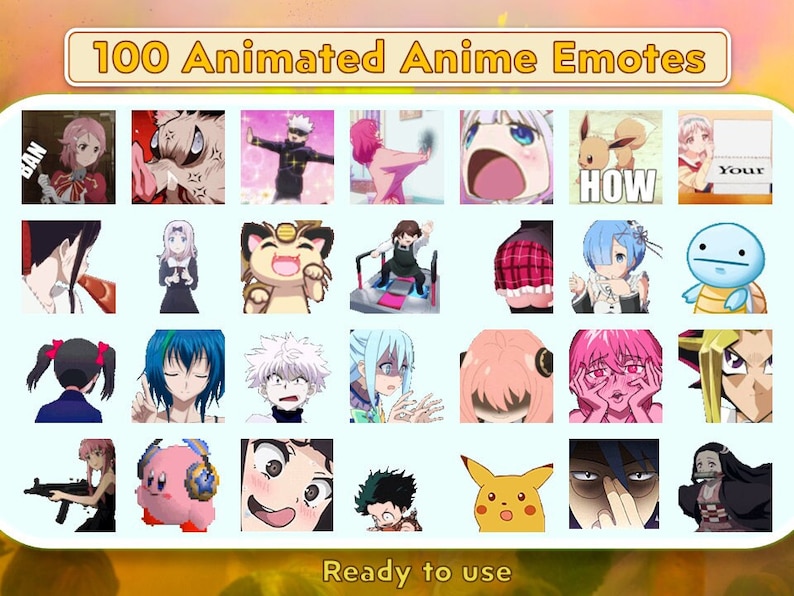 100 Animated Anime Meme Emotes Pack | Twitch Emotes | Discord Emotes ...