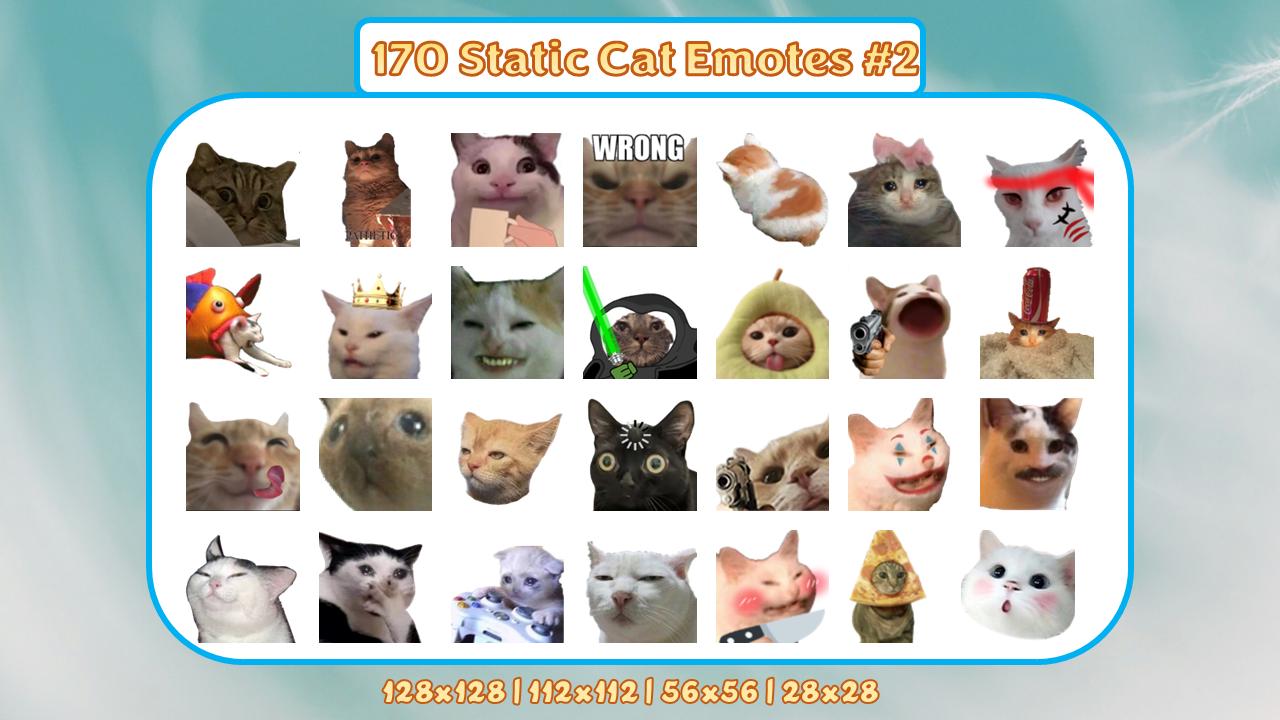 170 Cat Emotes Pack 2 Twitch Emotes Discord Emotes Cute Cat Emotes for ...