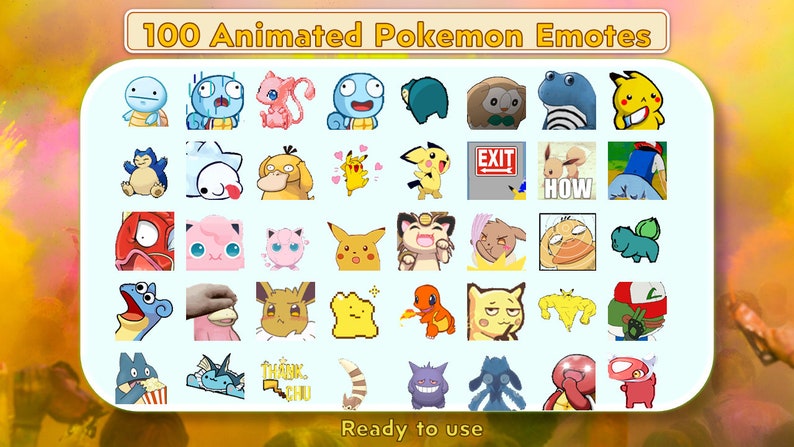 100 Animated Pokemon Emotes Pack for Twitch and Discord | Twitch Emotes ...
