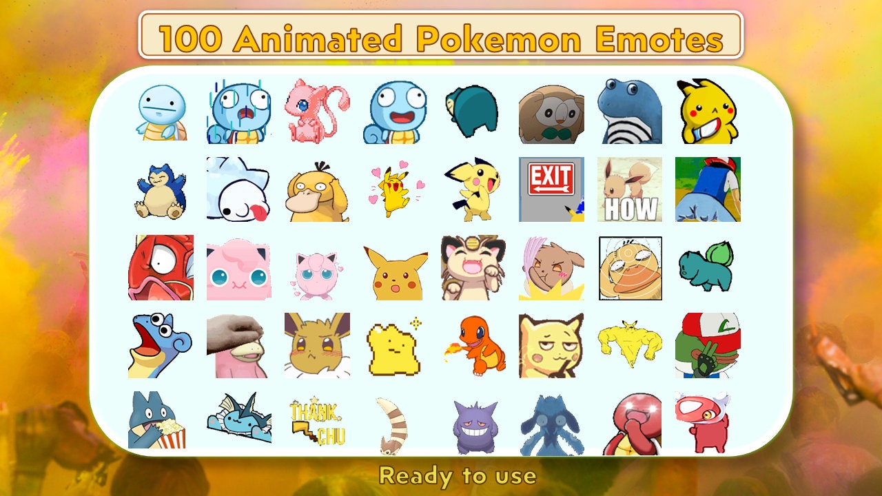 100 Animated Pokemon Emotes Pack for Twitch and Discord | Twitch Emotes ...