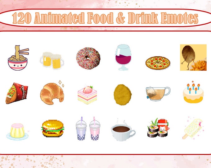 120 Animated Food & Drink Emotes Mega Pack | Twitch Emotes | Discord ...