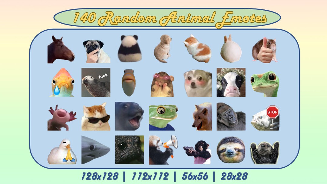 140 Random Animal Emotes for Twitch and Discord Twitch - Etsy