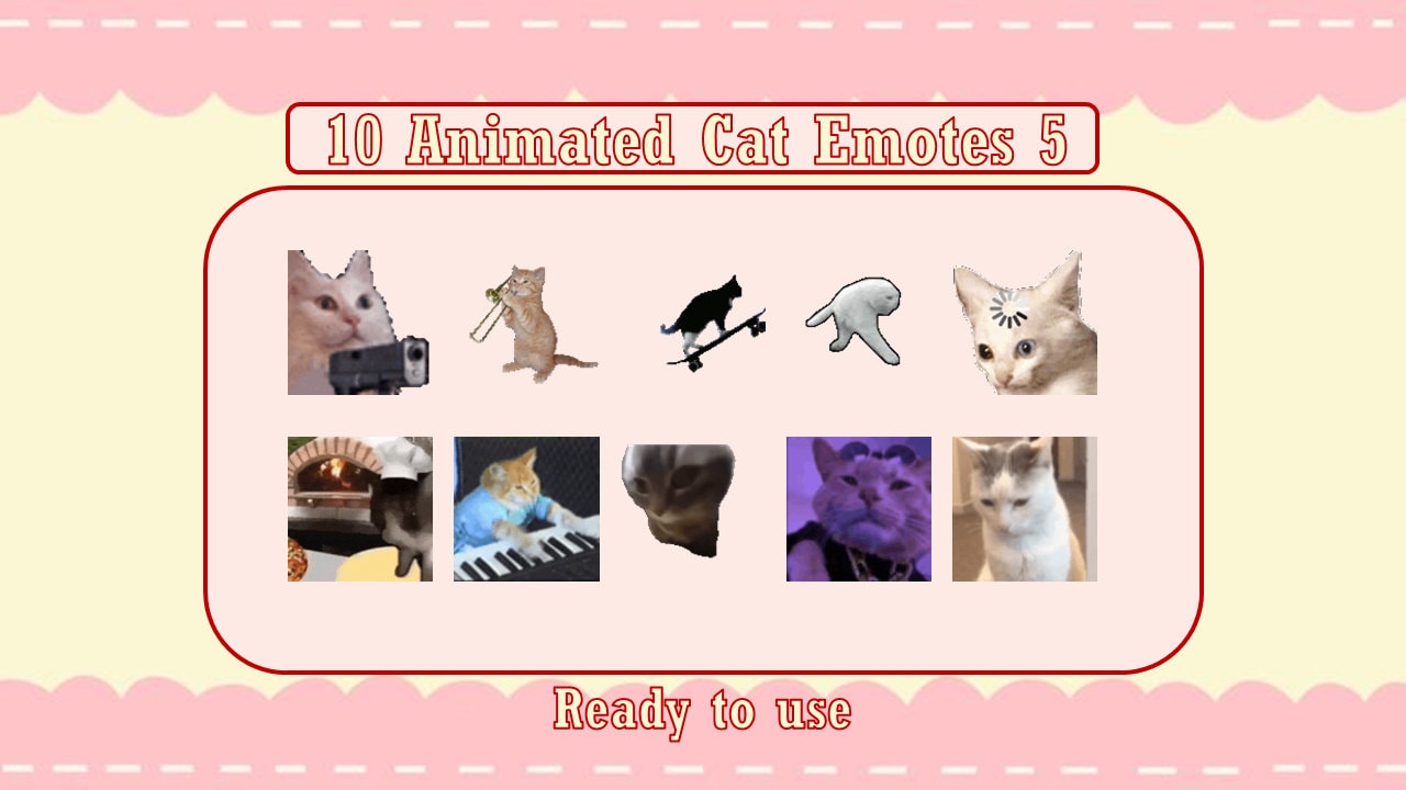10 Popular Animated Cat Emotes Pack 5 | Chipi Chapa Cat | Pizza Cat ...