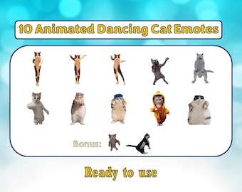 10 Popular Animated Cat Dancing Emotes Pack | Twitch Meme Emotes ...