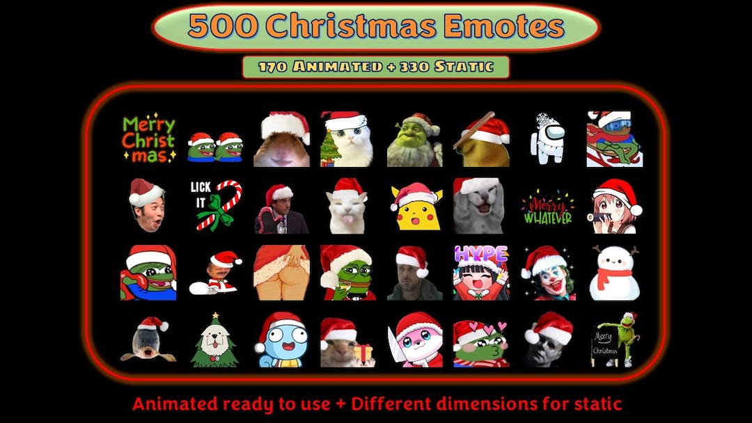 500 Christmas Emotes Mega Pack Collection | 170 Animated | 330 Static ...