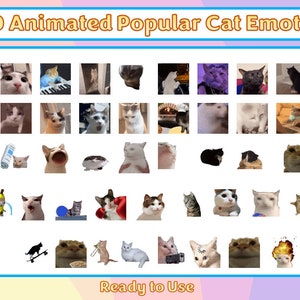 50 Popular Animated Cat Emotes Pack | Twitch Meme Emotes | Discord ...
