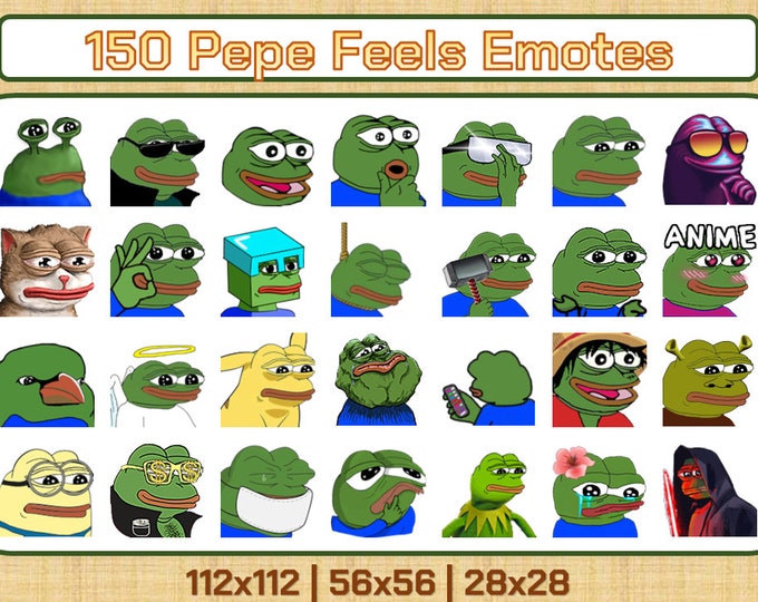 150 Pepe Feels Emotes Mega Pack | Twitch Emotes | Discord Emotes | Text ...