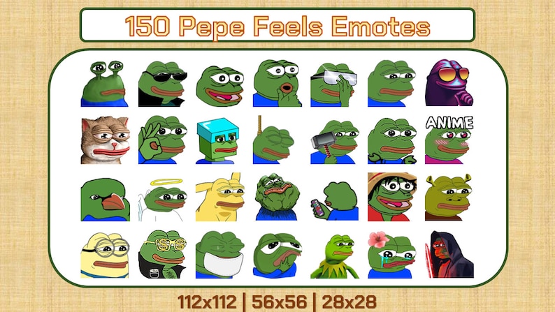 150 Pepe Feels Emotes Mega Pack | Twitch Emotes | Discord Emotes | Text ...