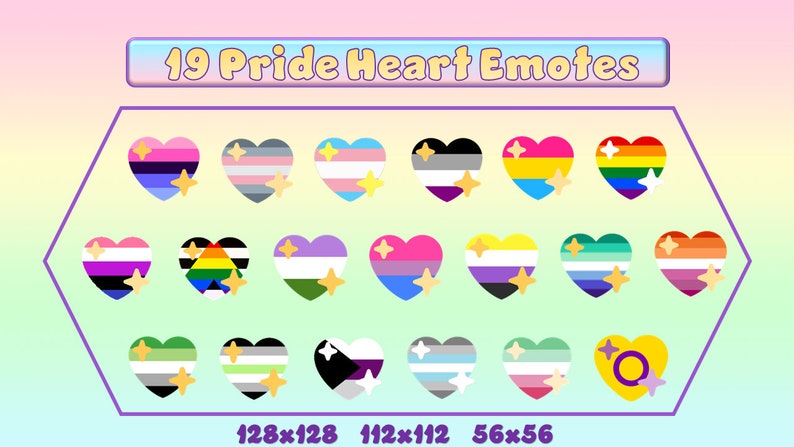 19 Pride Heart Emotes for Twitch and Discord | Twitch Emotes | Discord ...