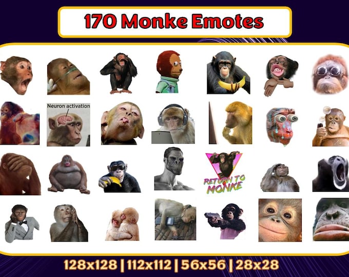 170 Monkey Emotes Mega Pack | Twitch Emotes | Discord Emotes | Text ...