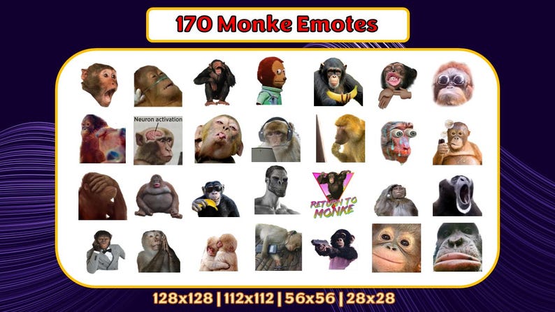 170 Monkey Emotes Mega Pack | Twitch Emotes | Discord Emotes | Text ...