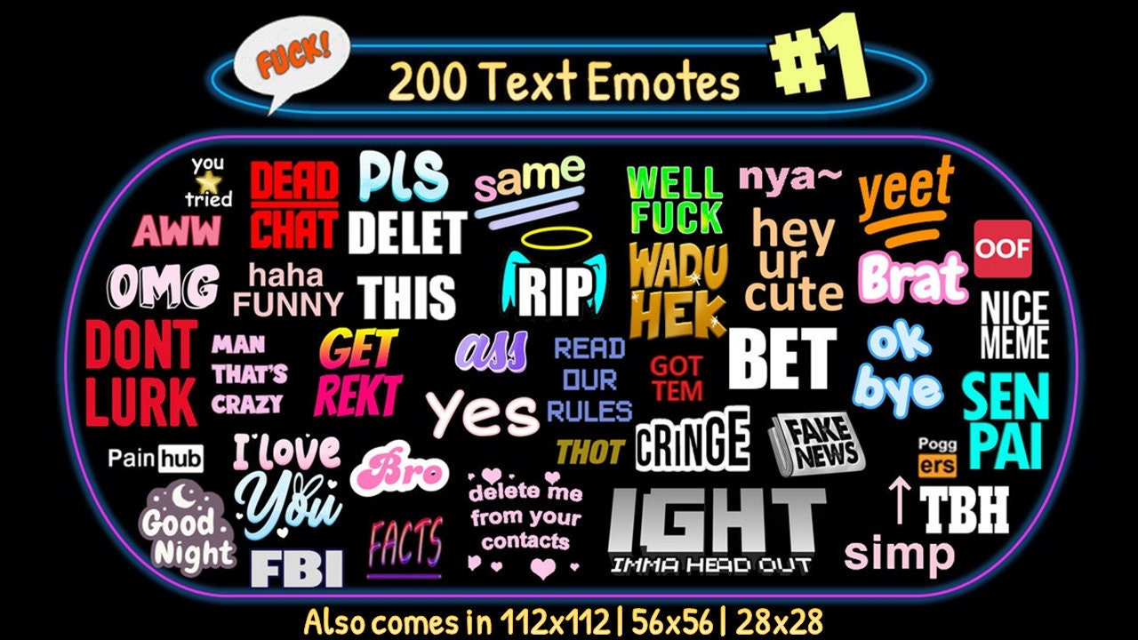 200 Text Emotes Mega Pack #1 | Twitch | Discord | Kick | Text Emotes ...
