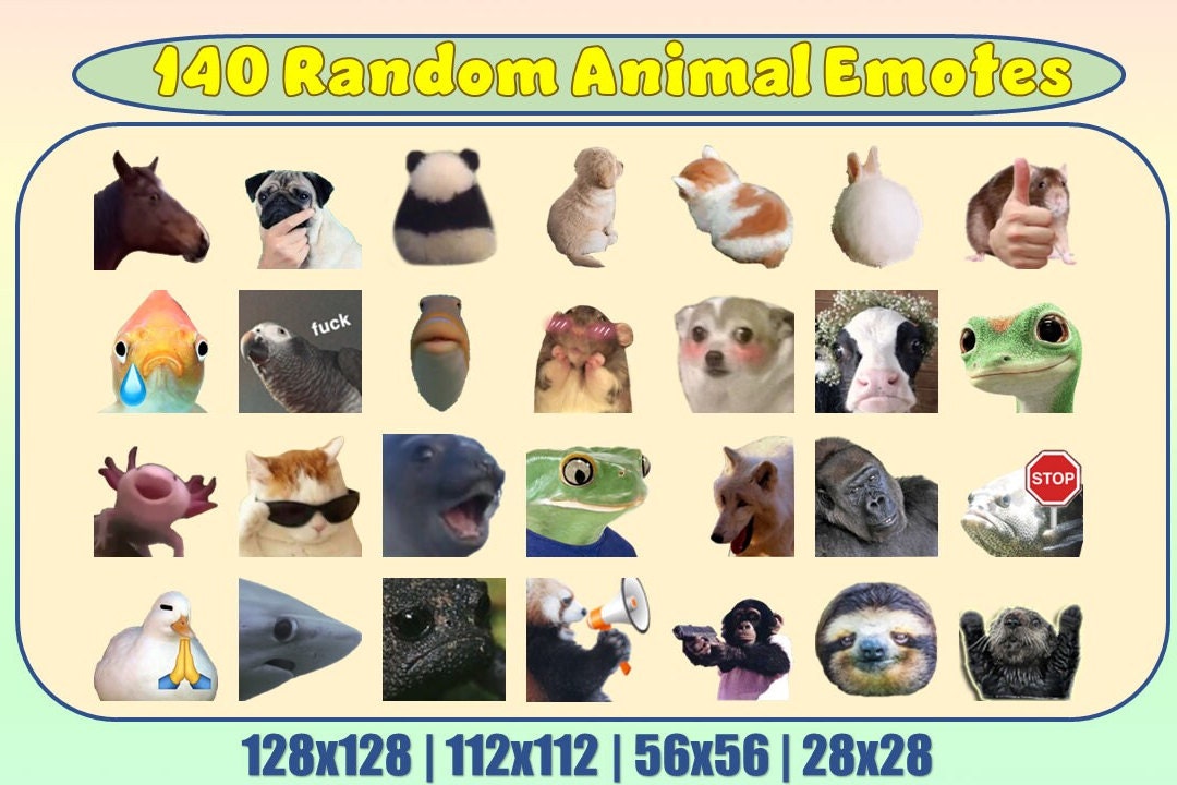 140 Random Animal Emotes for Twitch and Discord Twitch Emotes Discord ...
