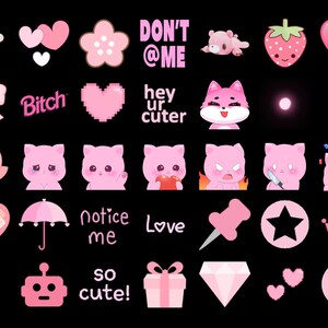 200 Pink Emotes Pack | Twitch Emotes | Discord Emotes | Cute Pink ...