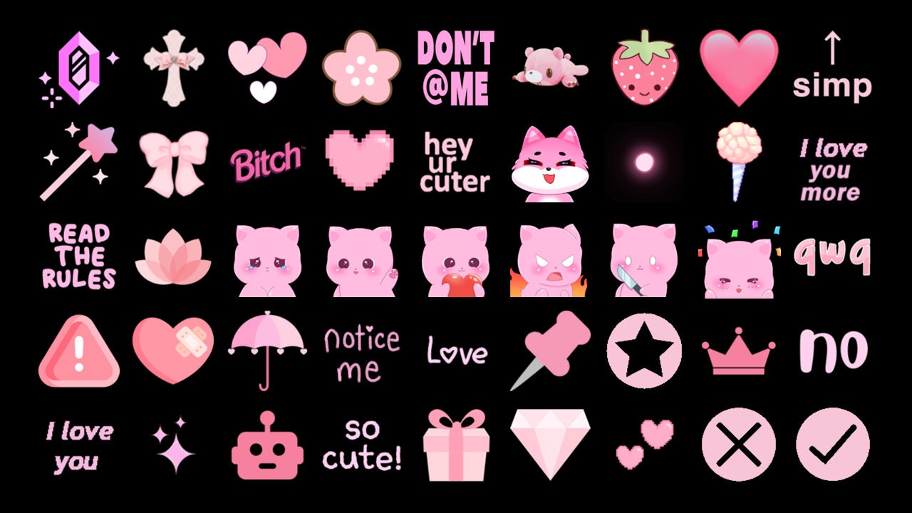 200 Pink Emotes Pack Twitch Emotes Discord Emotes Cute - Etsy UK