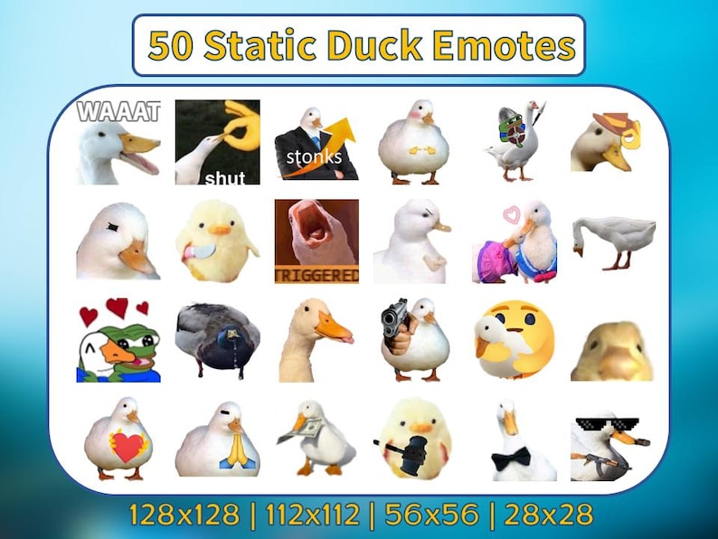 50 Duck Emotes Pack | Goose | Static | Twitch Emotes | Discord Emotes ...