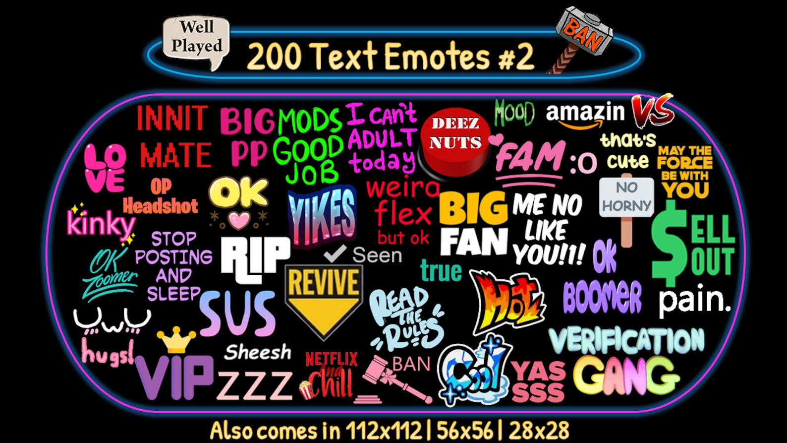 200 Text Emotes Mega Pack #2 | Twitch Emotes | Discord Emotes | Text ...
