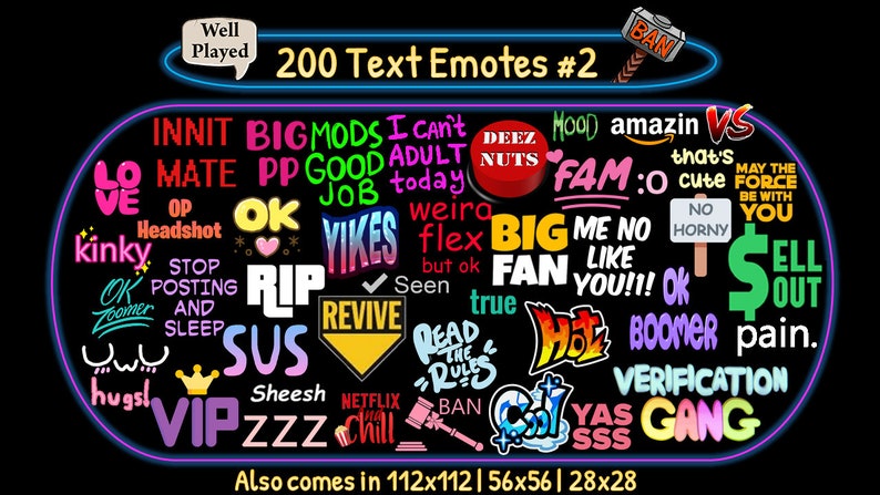 200 Text Emotes Mega Pack #2 | Twitch Emotes | Discord Emotes | Text ...