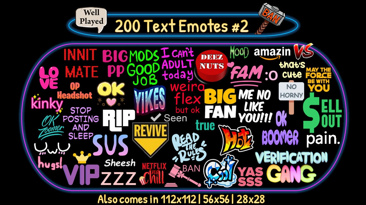 200 Text Emotes Mega Pack #2 | Twitch Emotes | Discord Emotes | Text ...