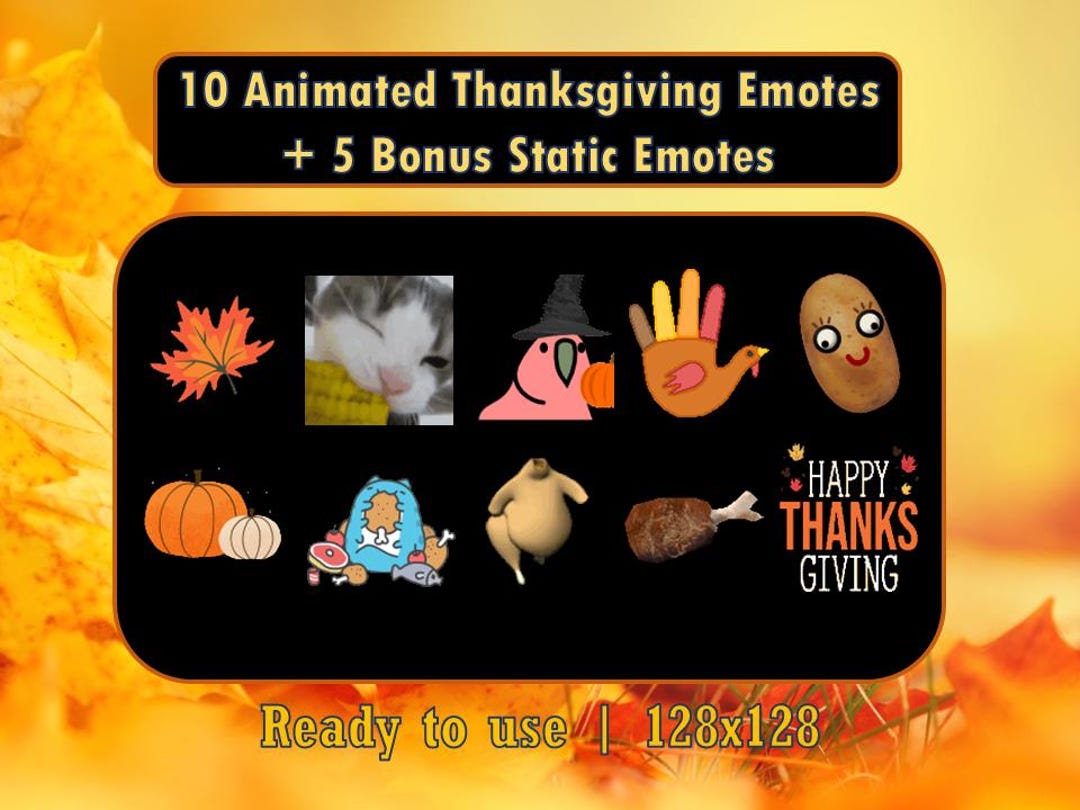 10 Animated Thanksgiving Emotes + 5 Bonus Static Emotes| Twitch Emotes ...