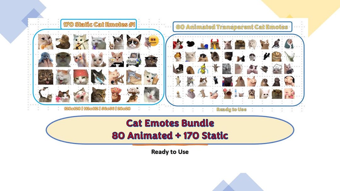 Cat Emotes Bundle 80 Animated + 170 Static Emotes | Twitch Emotes ...