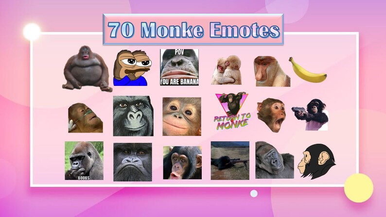 70 Monkey Emotes Mega Pack Twitch Emotes Discord Emotes Text Emotes for ...