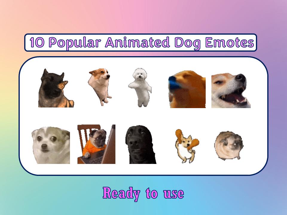 10 Popular Animated Dog Emotes Pack | Twitch Meme Emotes | Discord ...
