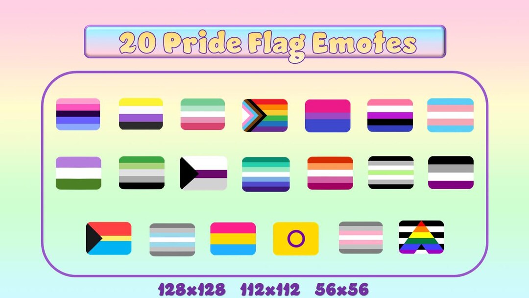 20 Pride Flag Emotes for Twitch and Discord | Twitch Emotes | Discord ...
