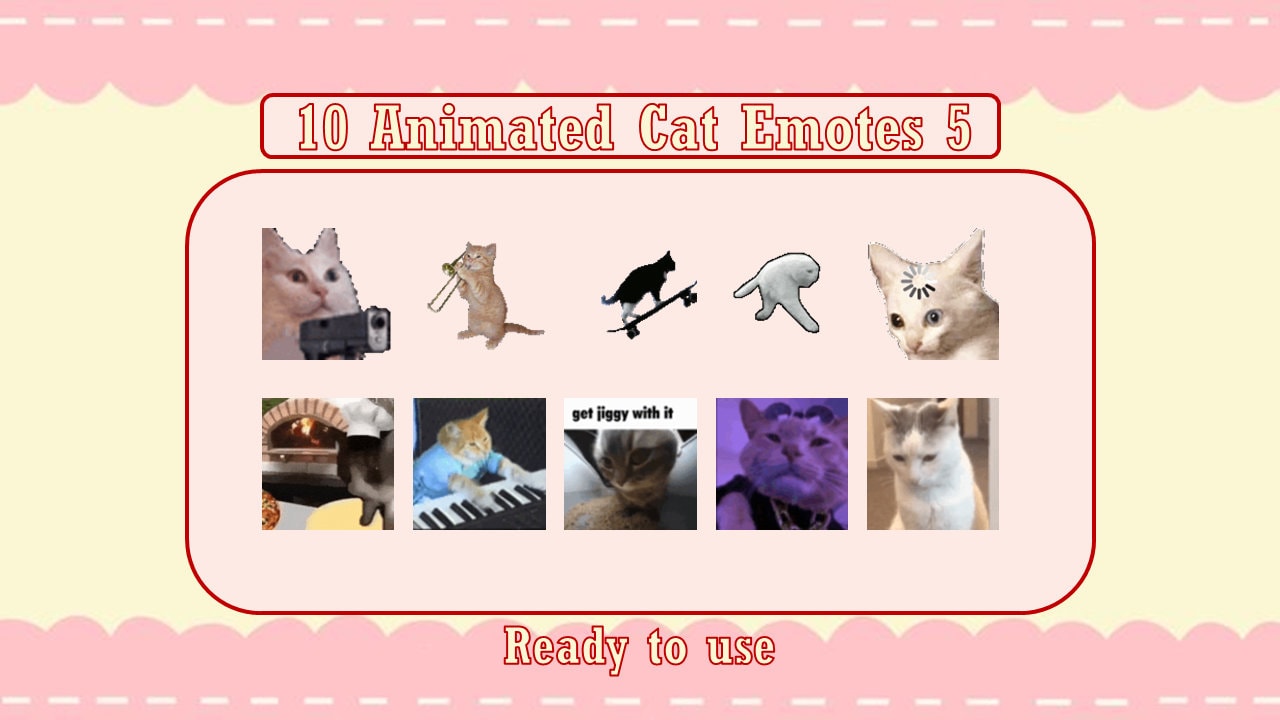 10 Popular Animated Cat Emotes Pack 5 Chipi Chapa Cat Pizza Cat Tiktok ...