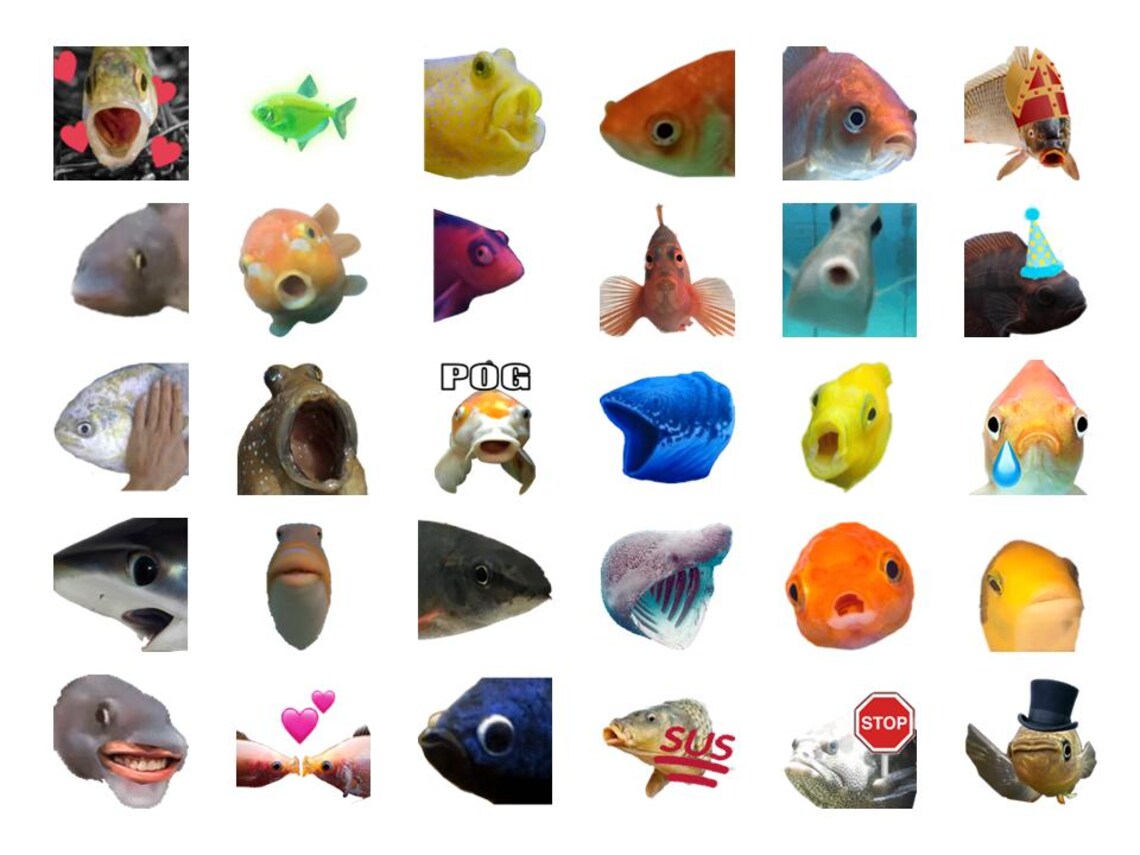 60 Fish Emotes Pack | Static | Twitch Emotes | Discord Emotes | Text ...