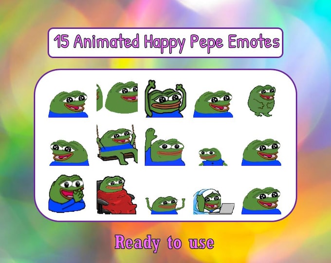 15 Animated Happy Pepe Emotes Pack | Twitch Meme Emotes | Discord ...