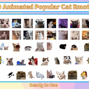 50 Popular Animated Cat Emotes Pack Twitch Meme Emotes Discord Emotes ...