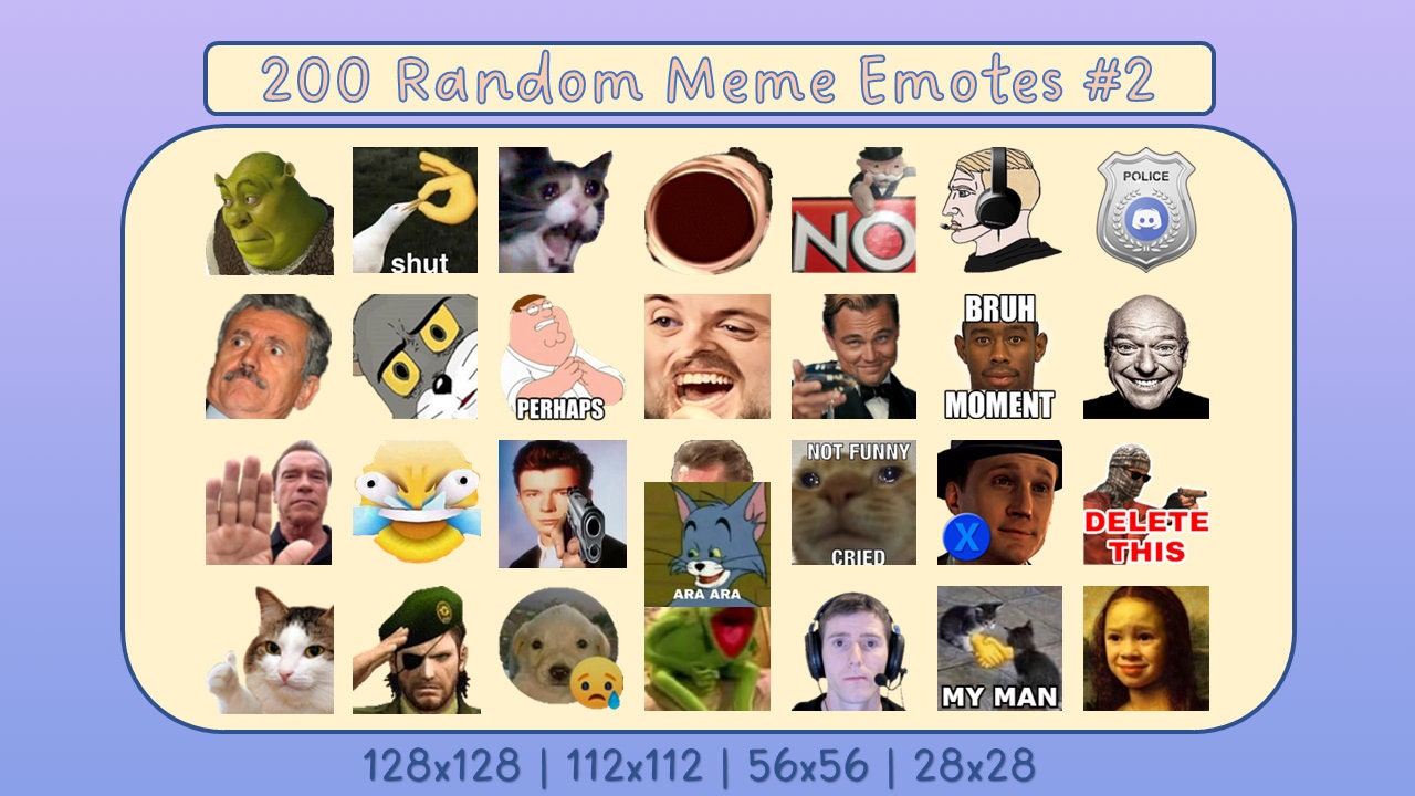 200 Random Meme Emotes for Twitch and Discord #2 | Twitch Emotes ...