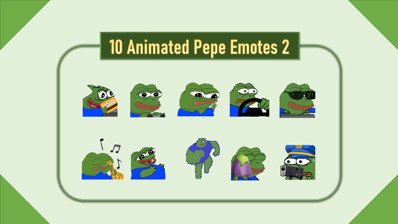 10 Animated Pepe Emotes Pack for Twitch and Discord #2 | Twitch Meme ...