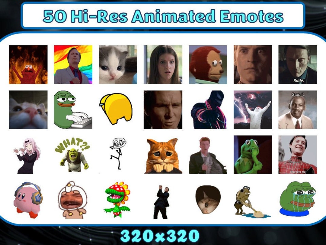 50 High Resolution Animated Meme Emotes for Kick, Tiktok, Twitch ...