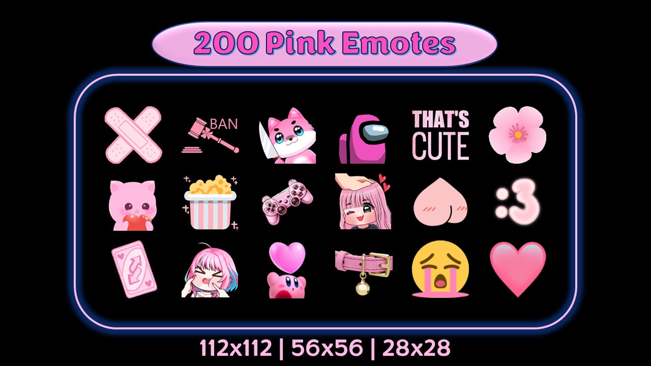 200 Pink Emotes Pack | Twitch Emotes | Discord Emotes | Cute Pink ...