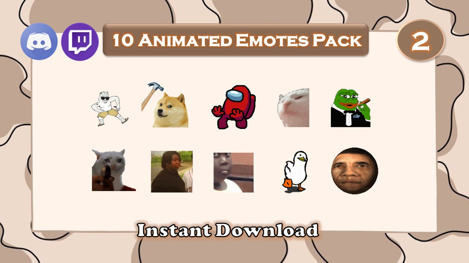 10 Animated Meme Emotes Pack 2 Twitch Meme Emotes Discord Emotes Emotes ...