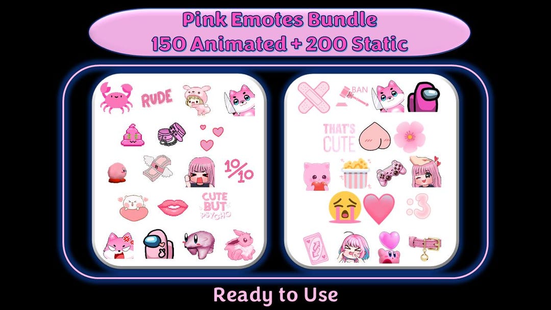Pink Emotes Bundle 150 Animated + 200 Static Emotes| Twitch Emotes ...