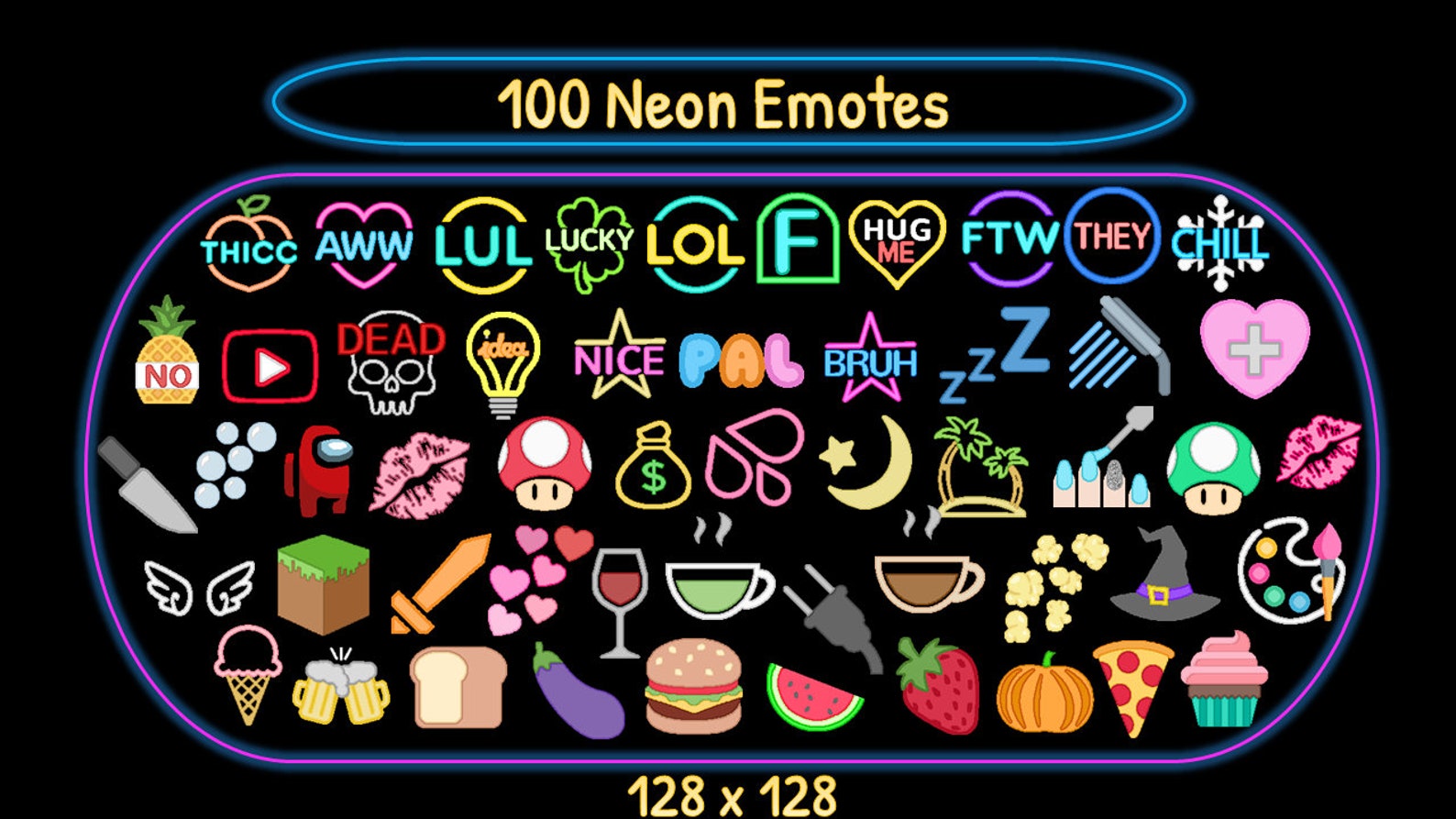 100 Animated Neon Emotes Pack for Twitch and Discord| Twitch Meme ...