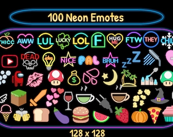 100 Animated Neon Emotes Pack for Twitch and Discord| Twitch Meme ...