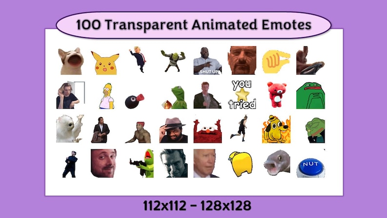 100 Transparent Animated Meme Emote Pack | Twitch Emotes | Discord ...