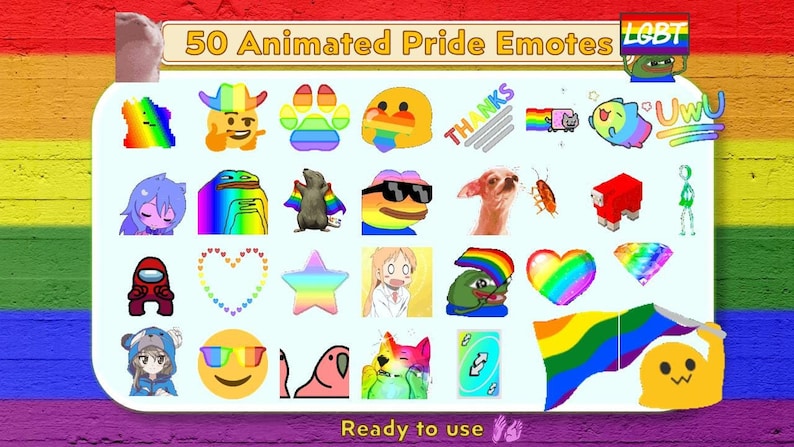 50 Animated Pride Emotes Pack for Twitch and Discord #1 | Twitch Emotes ...